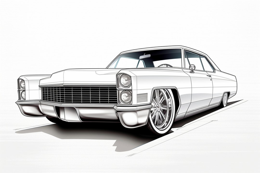 1965 Cadillac Coupe Deville Line Drawing - Etsy