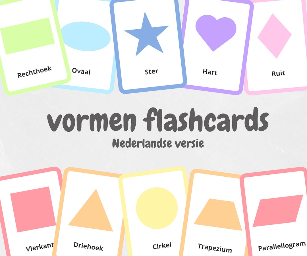 Shapes Flashcards | Geometric Shapes | Dutch | Printable | Digital ...