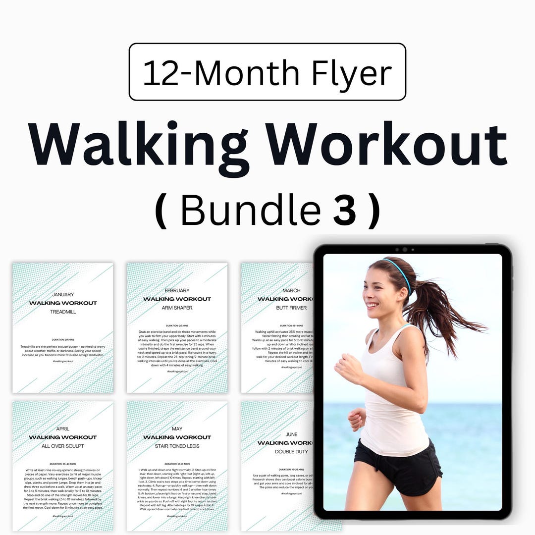 12-month Flyers for Walking Workouts, Workout Program for Women, Health ...