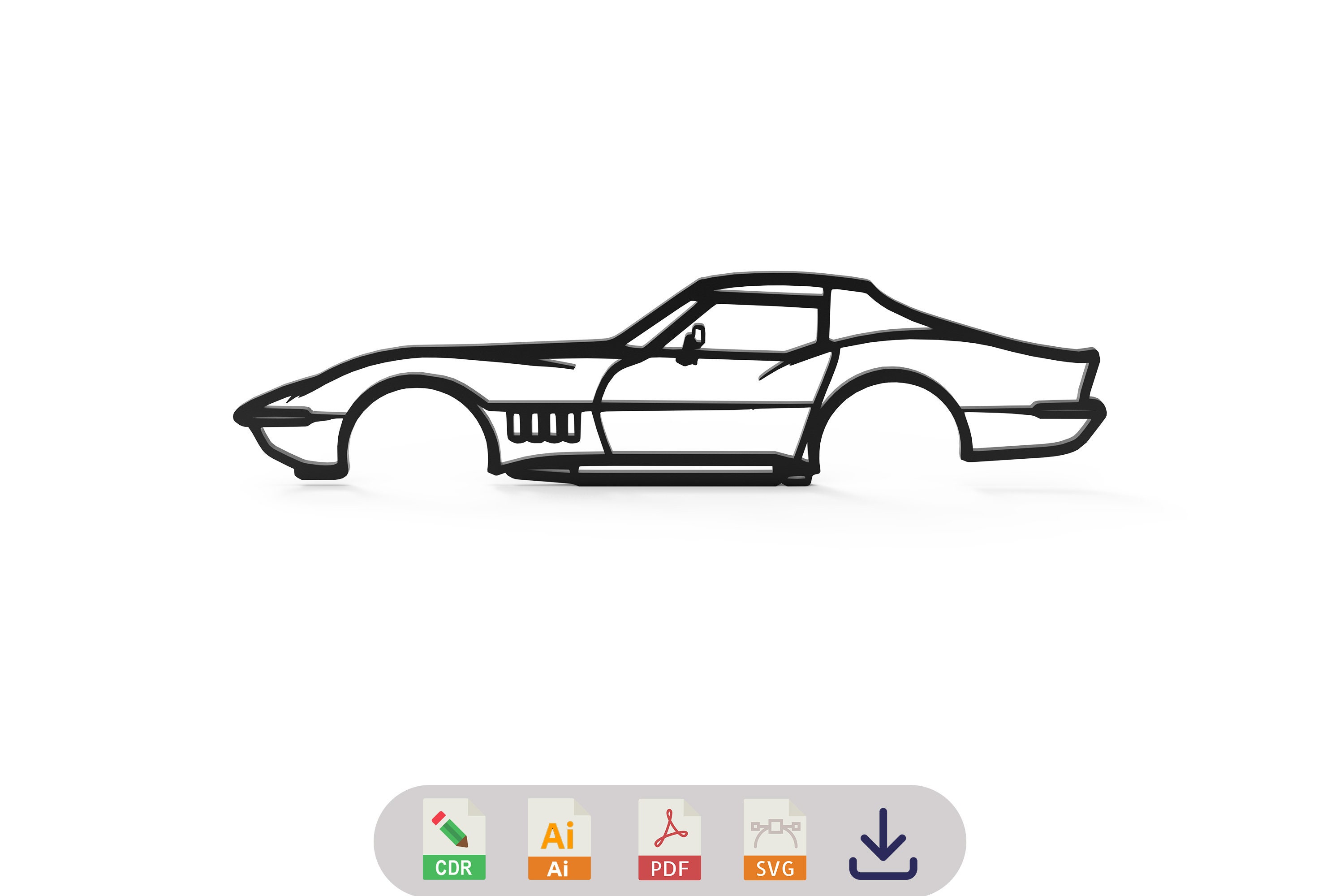 Corvette Car Silhouette for Laser Cut & CNC corvette Laser Cut Files ...