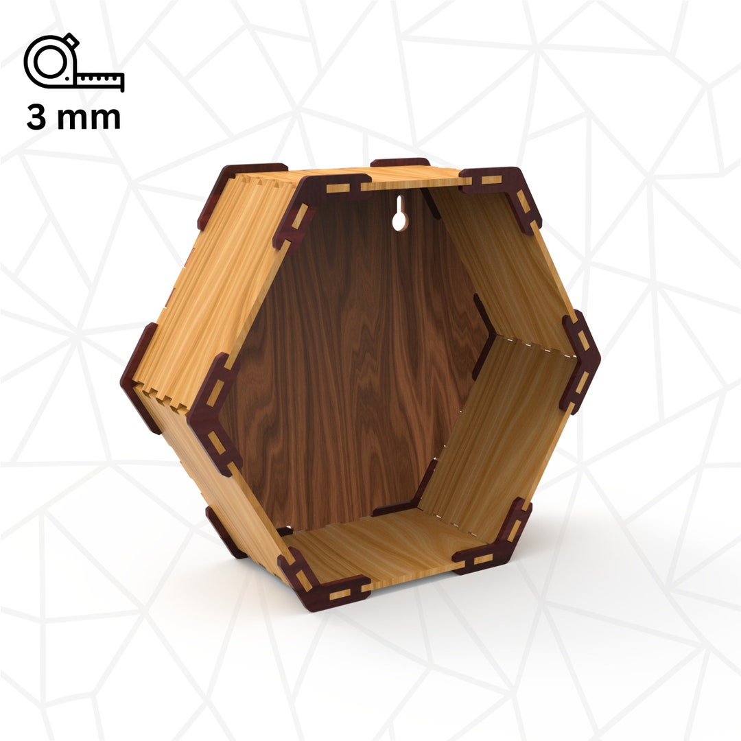 Hexagonal Shelf & Hexagonal Rack Laser Cut File SVG DXF CDR Laser Cut ...