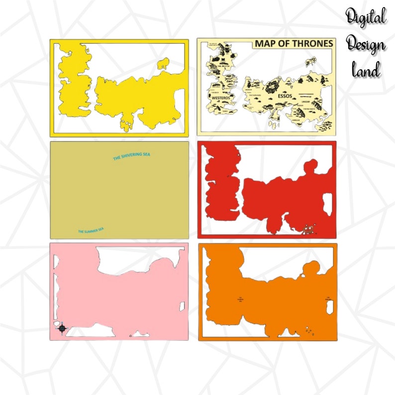 Layered Map Bundle Game of Thrones the Witcher Lord of the Rings ...