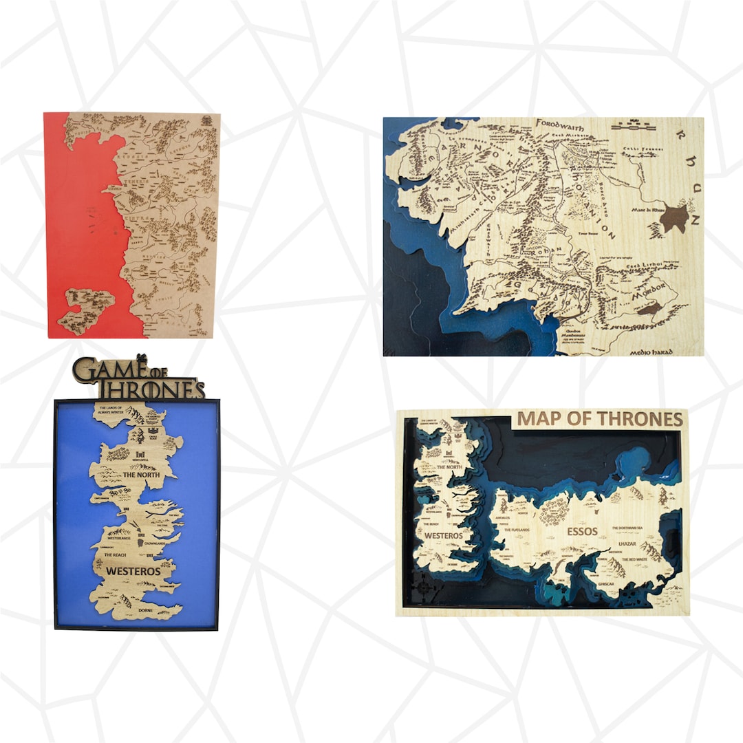 Layered Map Bundle Game of Thrones the Witcher Lord of the Rings Westeros Maps for Laser Cut - Etsy