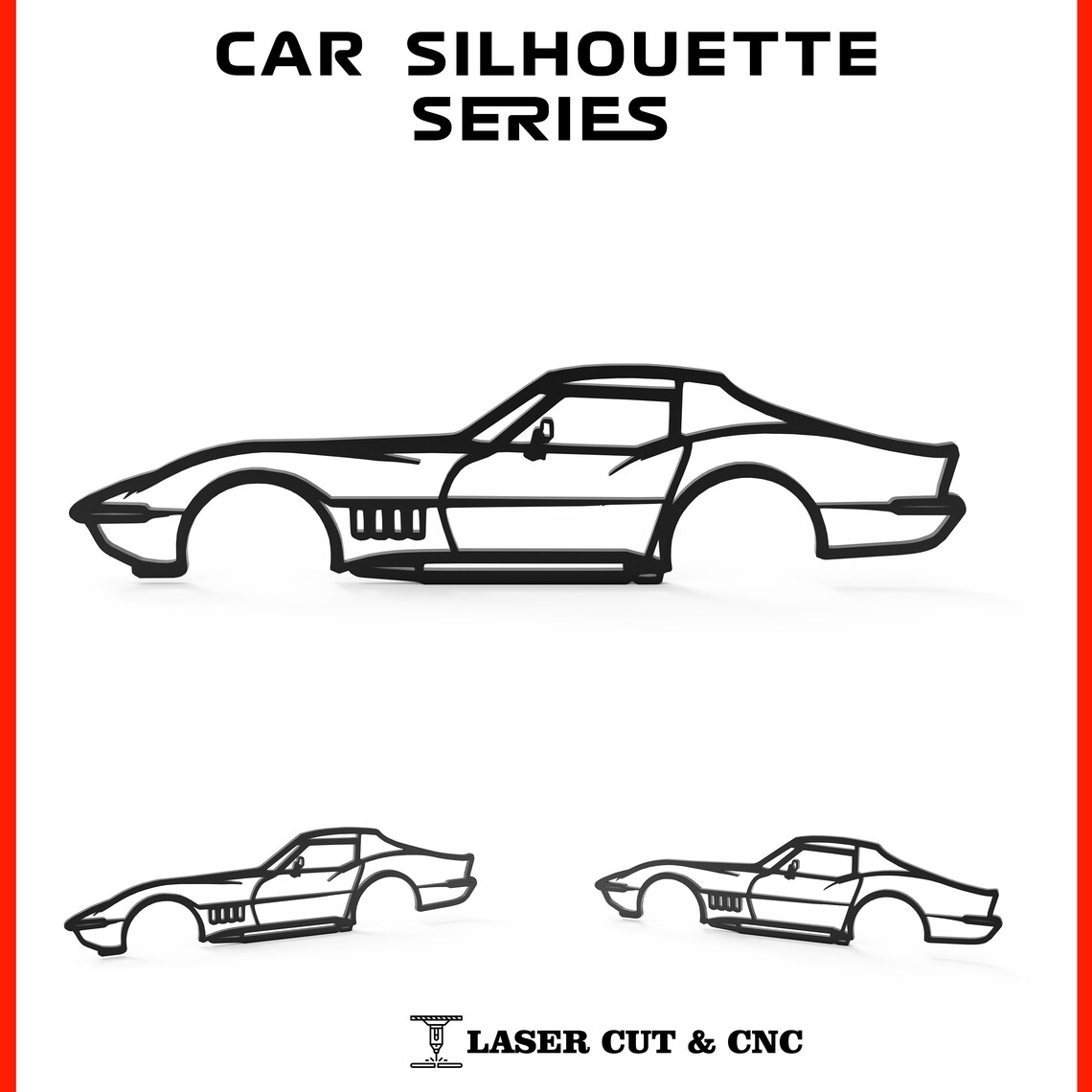 Corvette Car Silhouette for Laser Cut & CNC corvette Laser Cut Files ...