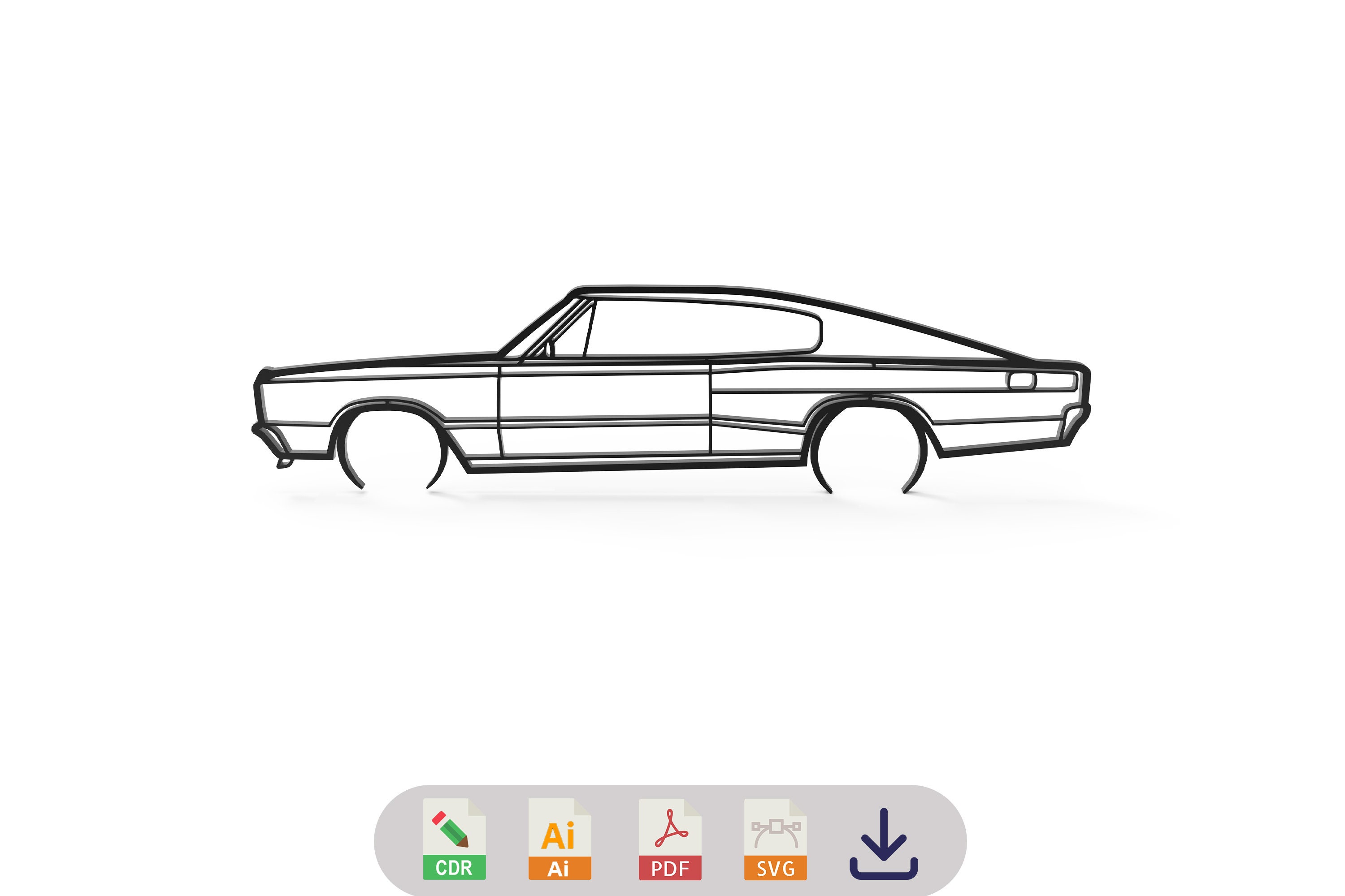 Dodge Challenger Car Silhouette for Laser Cut & CNC challenger Laser ...