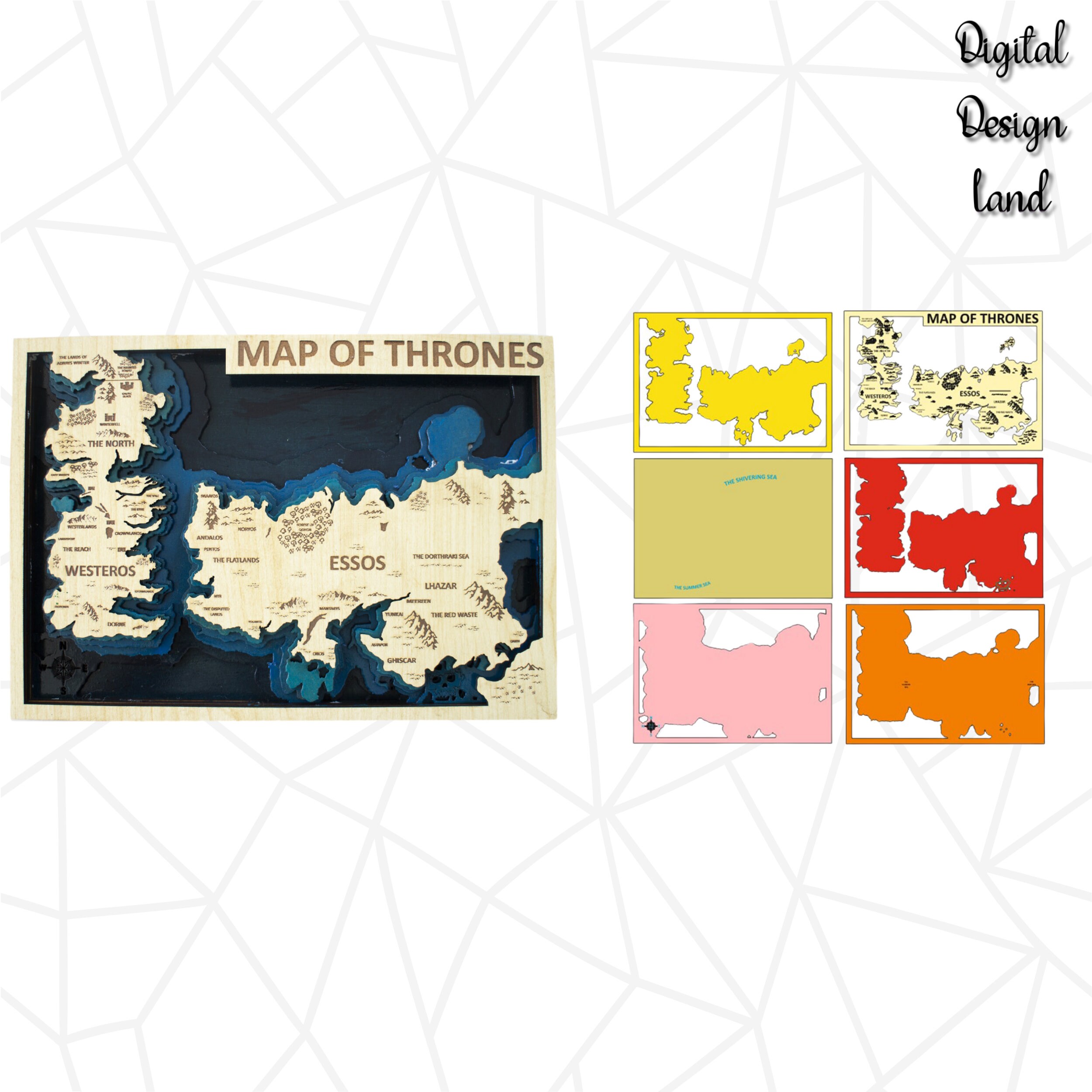 Layered Map Bundle Game of Thrones the Witcher Lord of the Rings ...