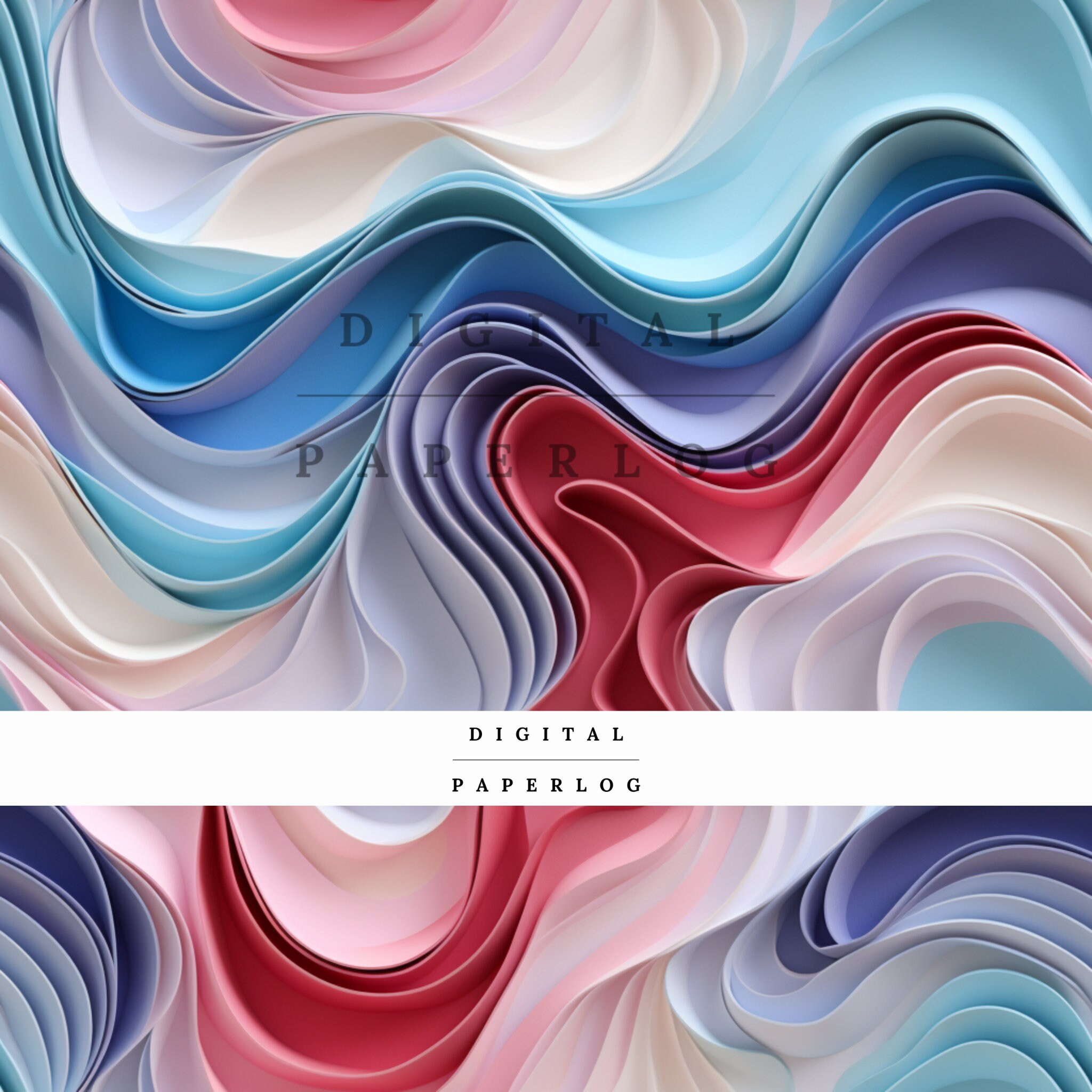 3D Waves Swirl Digital Paper, Seamless Pattern, 300 DPI, Silky Digital Pattern, 5 Pack, Great ...