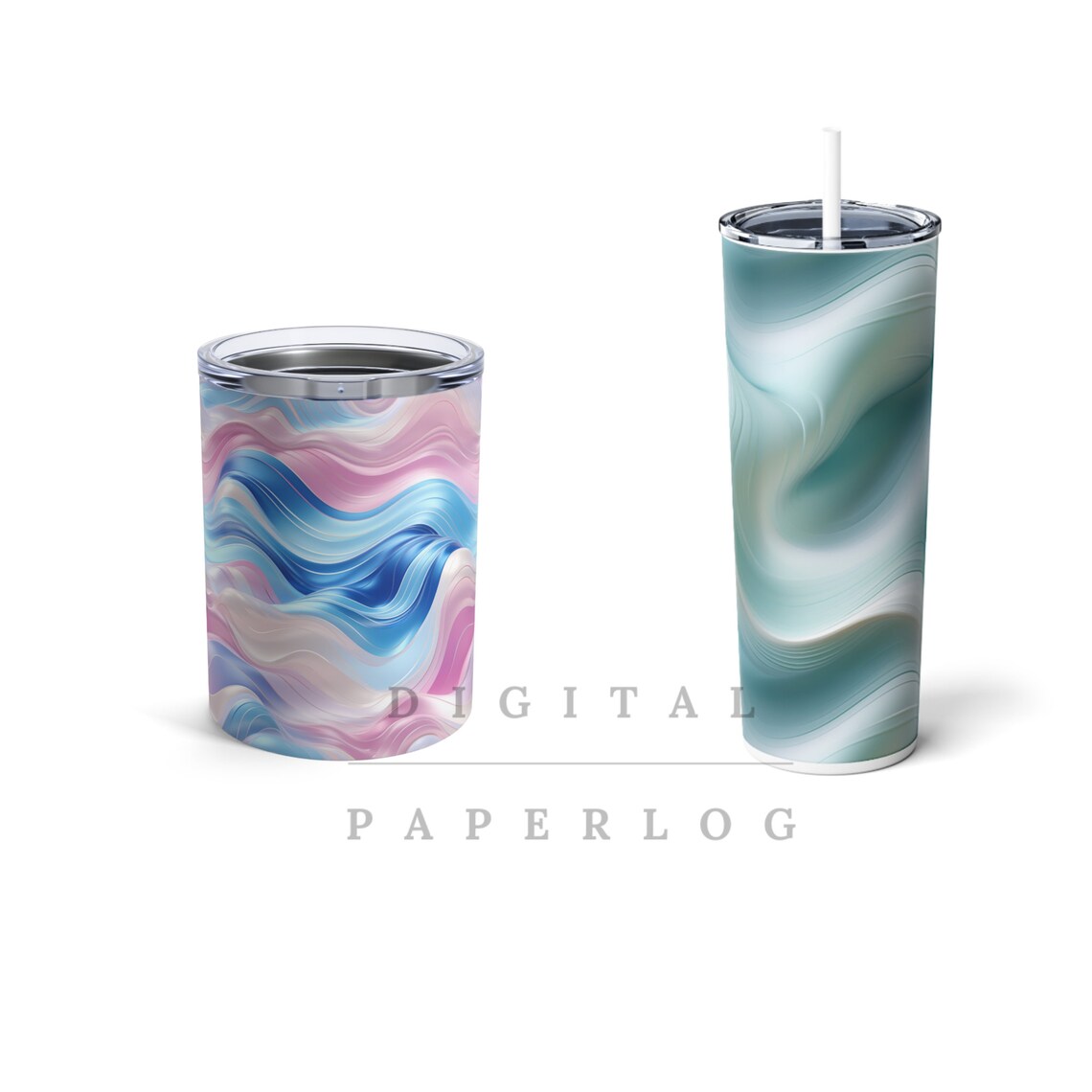 Abstract 3D Waves Digital Paper, Seamless Backgrounds, 300 DPI, Silky ...