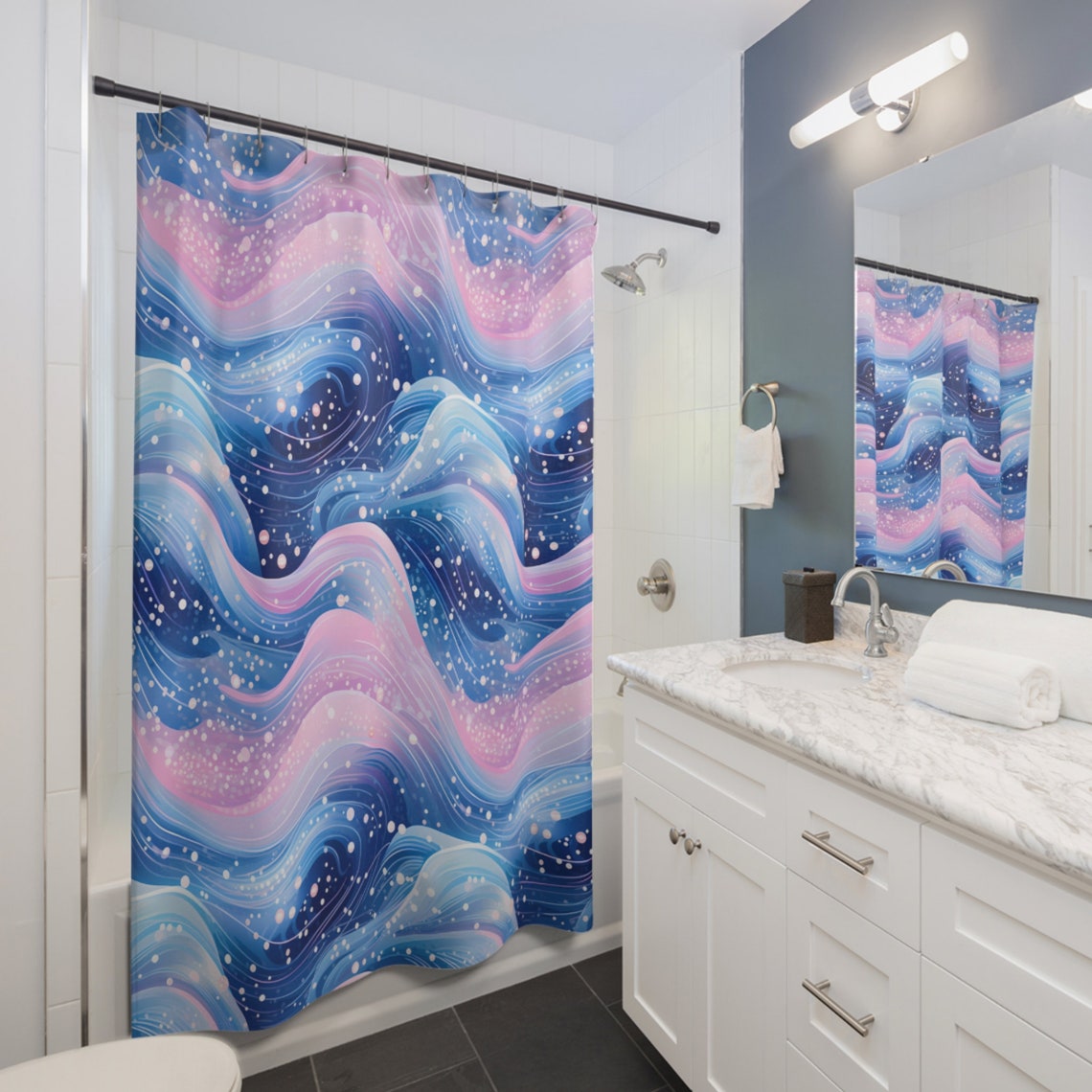 Pink Blue Waves Digital Paper - 4 Seamless Patterns - Dreamy Waves ...