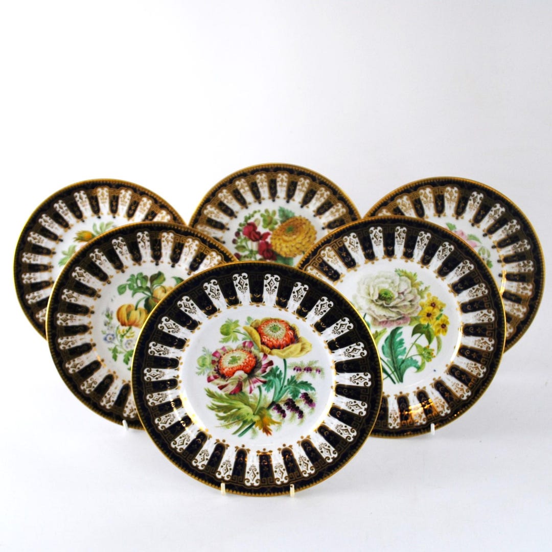 Antique Samuel Alcock Set of Six Plates Pattern Number 9171 C1840s ...