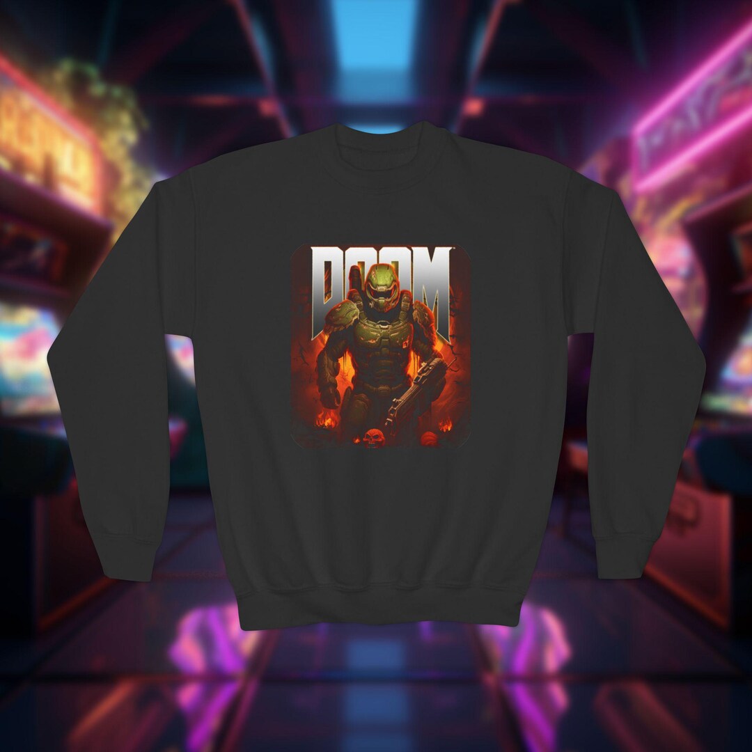Youth Kids Doomguy Sweatshirt - Cool Gaming Apparel for Boys and Girls ...