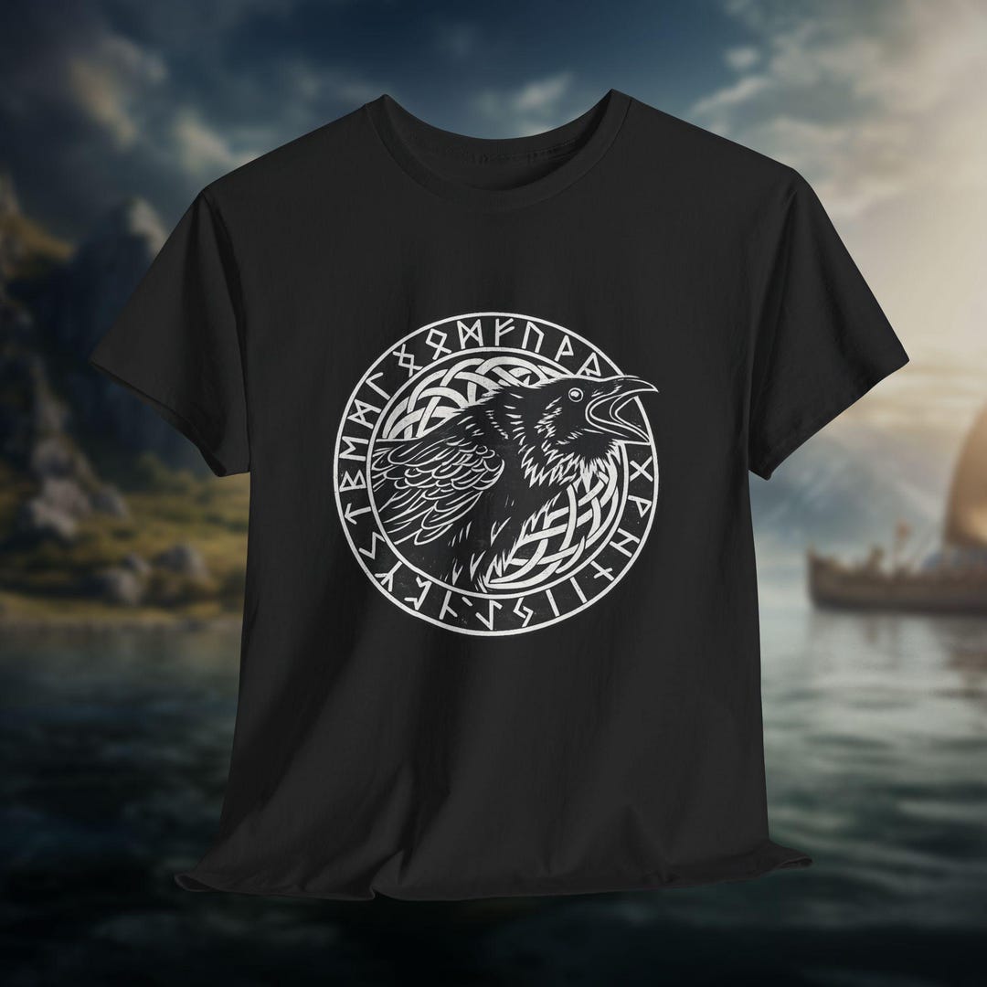 Valknut Raven Norse Circle Tee | Viking Rune Crow Shirt - Etsy