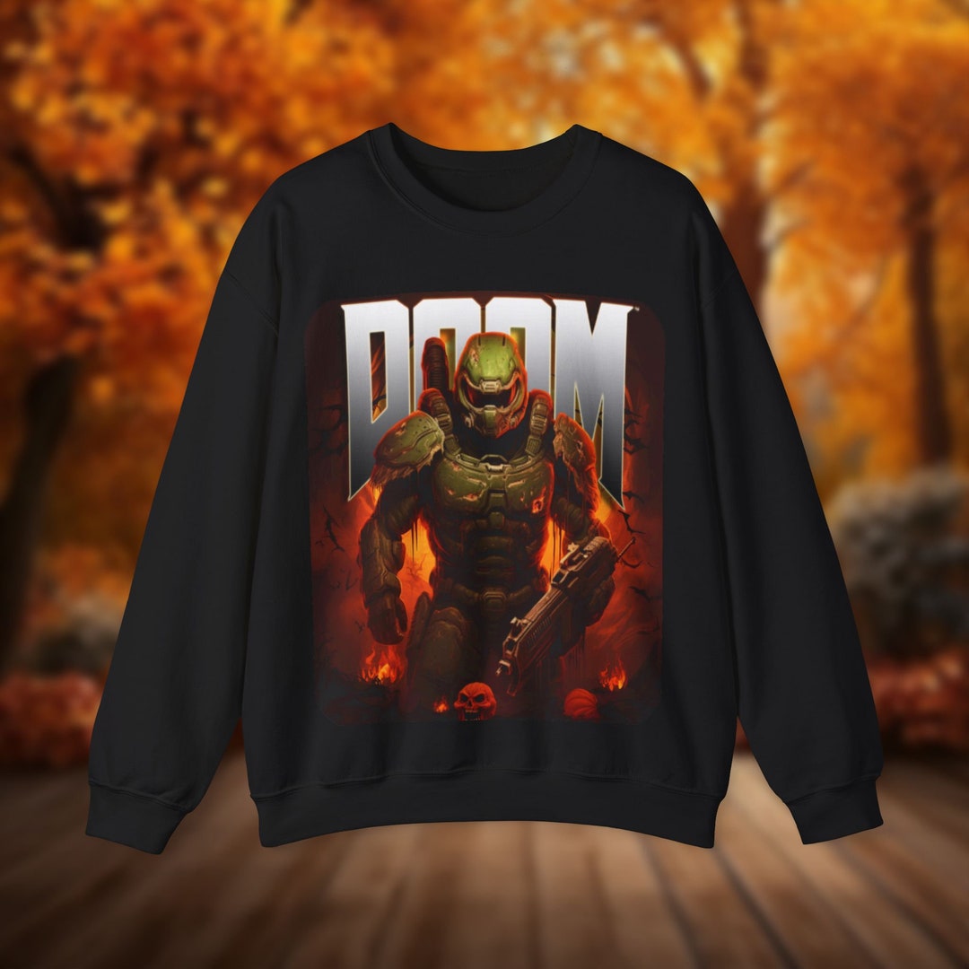 Spooky DOOM Sweatshirt - Vintage Gaming Gift - Halloween Apparel - Gift ...