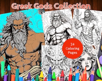 Greek Gods Mythology Coloring Book 30 Pages of Powerful Masculine ...