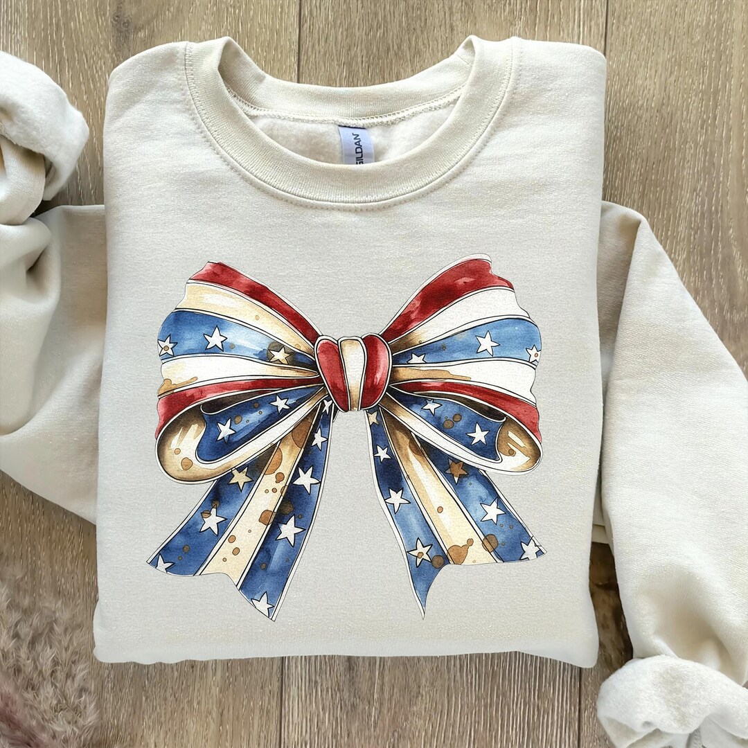 Watercolor American Flag Bow Png, Patriotic Vintage Ribbon Png, Red ...