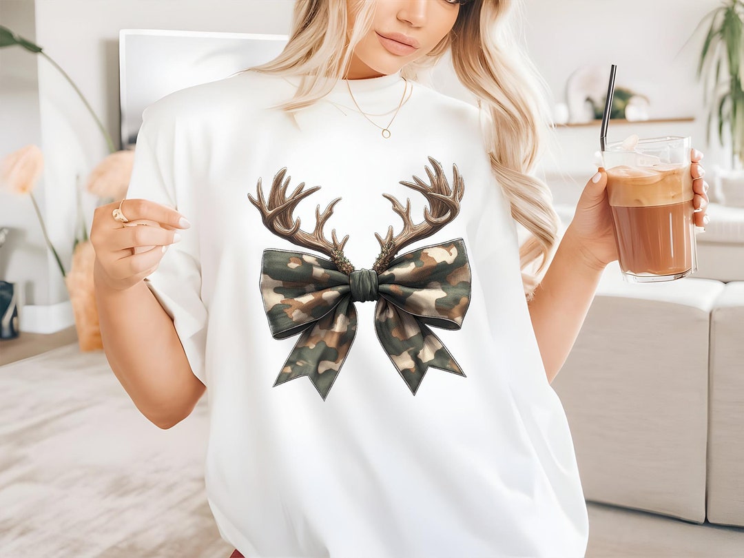 Camouflage Bow Png, Antlers Bow Png, Deer Antler Hair Bow Png, Festive ...