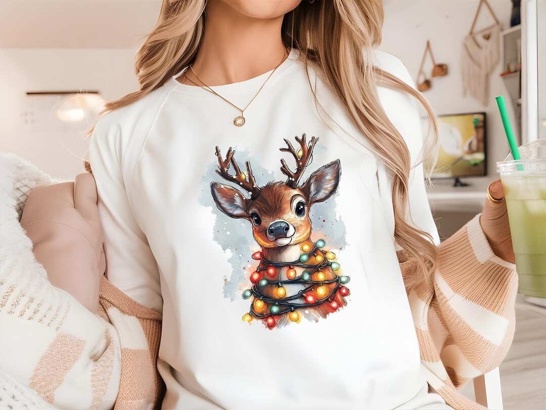 Reindeer With Christmas Lights Png, Half Body Reindeer Clipart Png ...