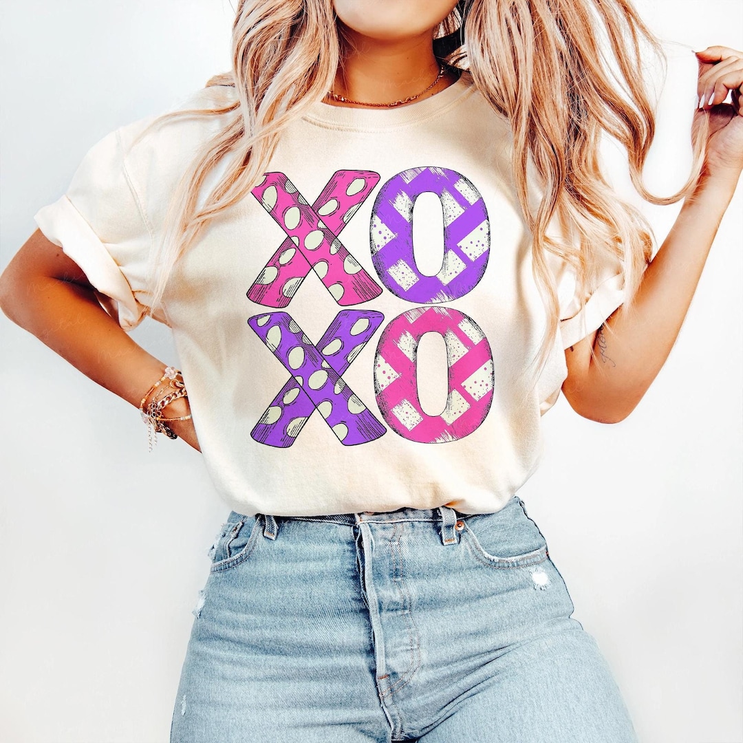 Valentine’s Day XOXO Png, Pink and Purple XOXO Png, Patterned XOXO Png ...