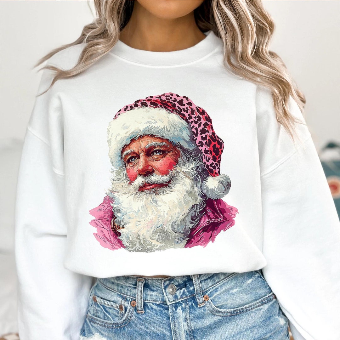 Santa With Leopard Print Hat Png, Christmas Santa Png, Santa Claus Png ...