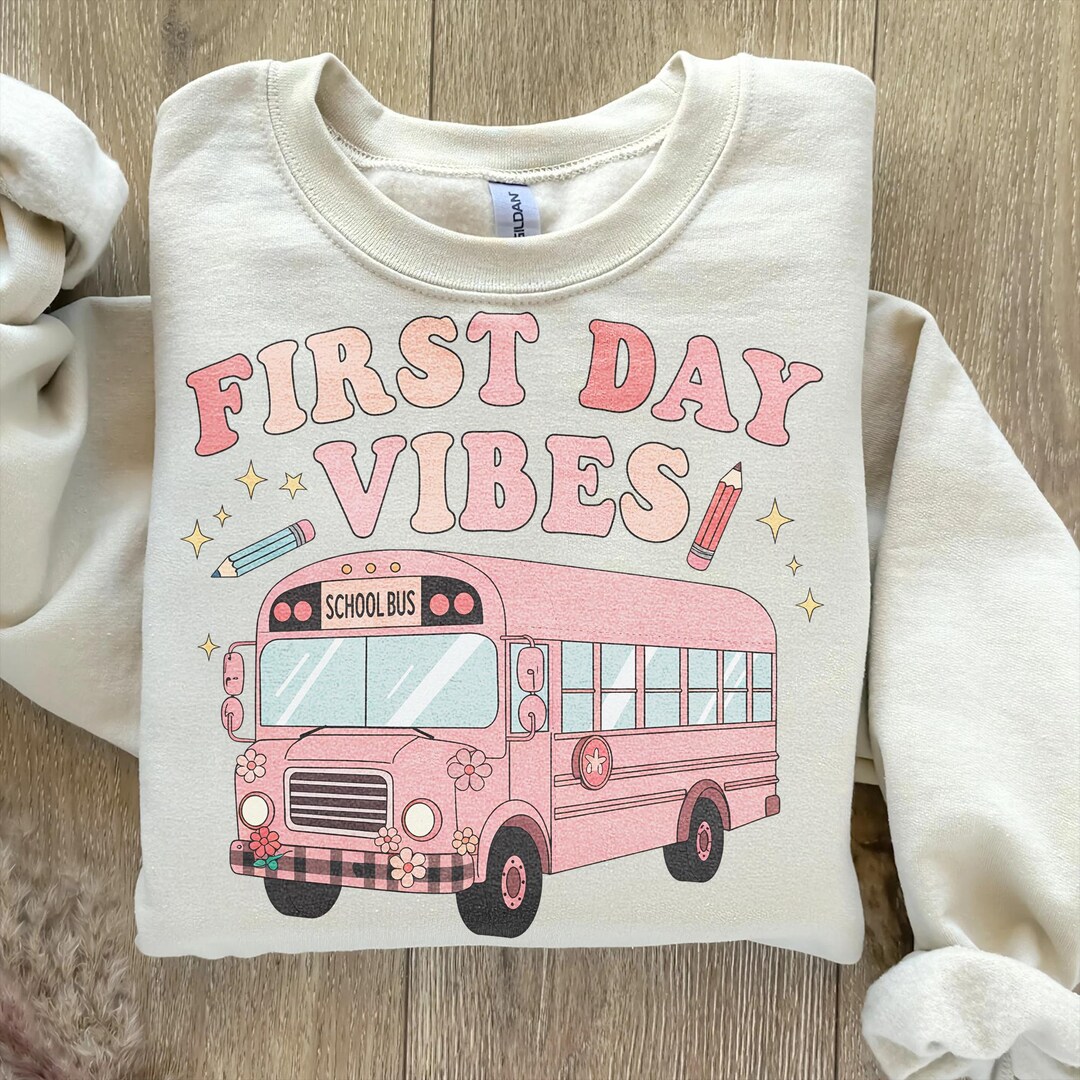 First Day Vibes Png, Pink School Bus Png, Teacher Back to School Png ...
