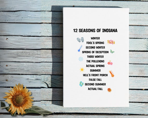 12 Seasons of Indiana - Canvas Wall Art - Etsy