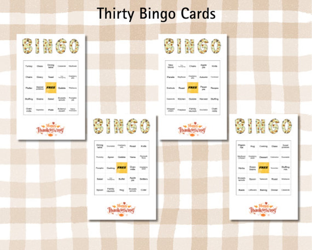 Thanksgiving Bingo Pack - Etsy
