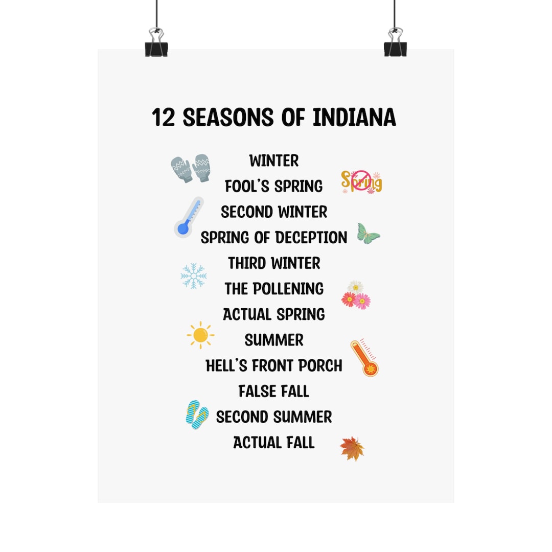 12 Seasons of Indiana - Matte Vertical Poster - Etsy