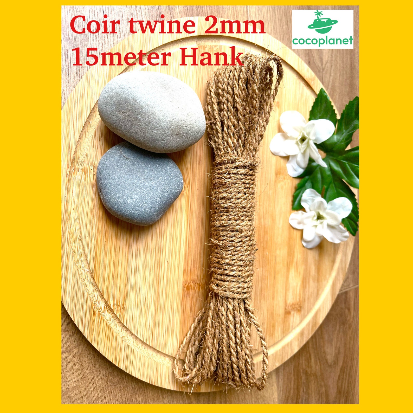 100% Natural Eco-friendly 15M Twisted Handmade Coconut Coir Fiber Ropes ...