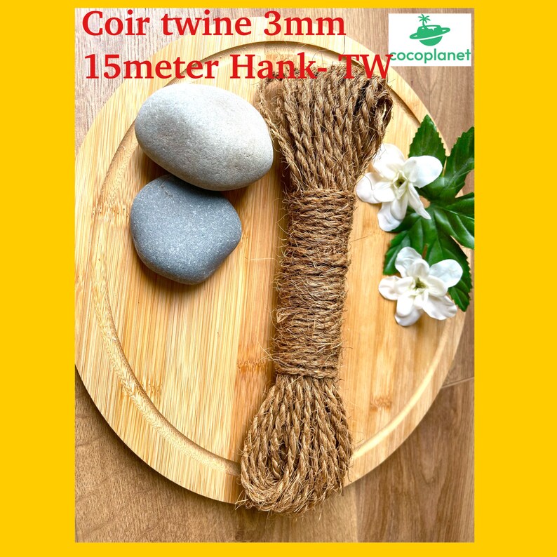 100% Natural Eco-friendly 15M Twisted Handmade Coconut Coir Fiber Ropes ...