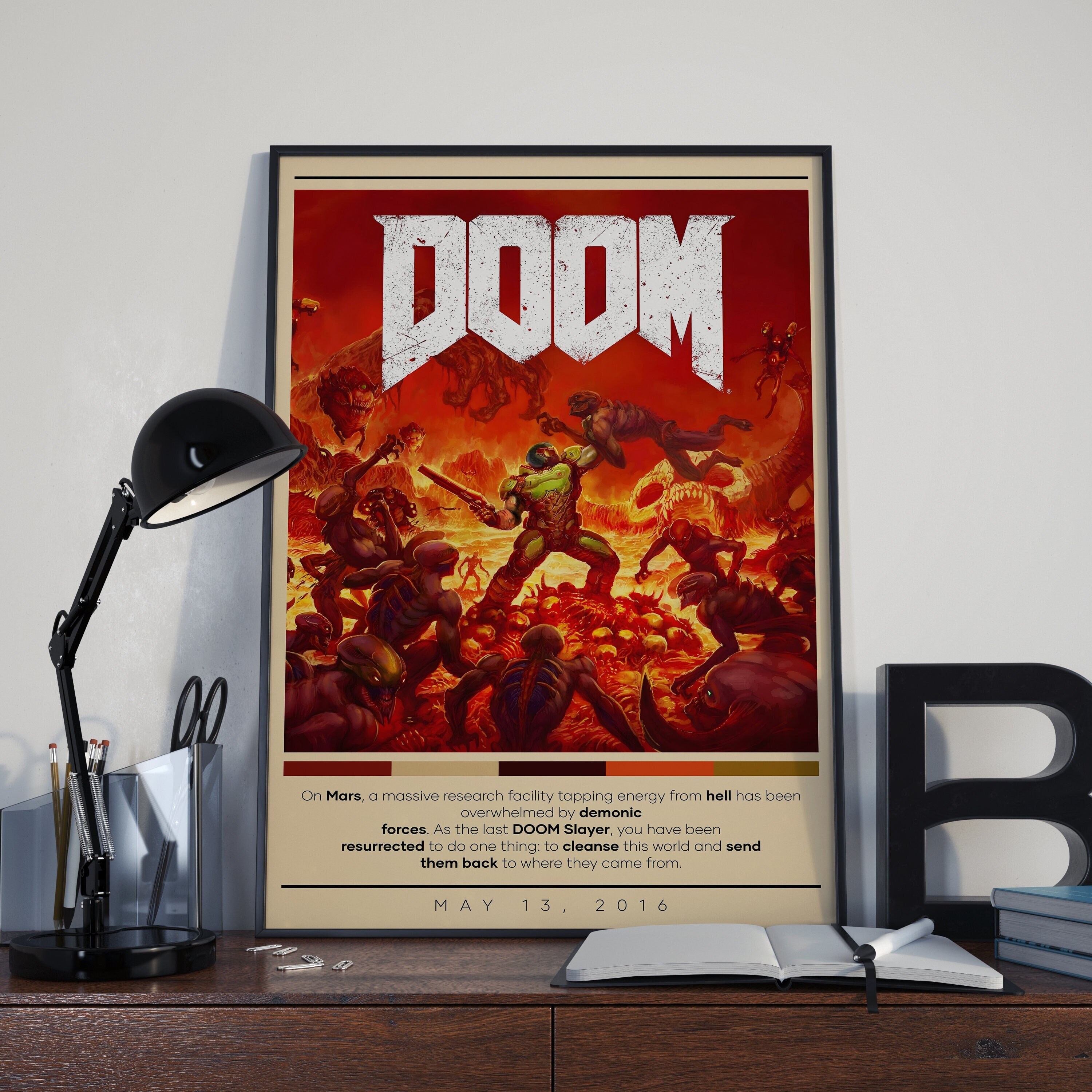 Doom 2016 Poster Print Gaming Poster 3 Colors 1 Price Room Decor Wall ...