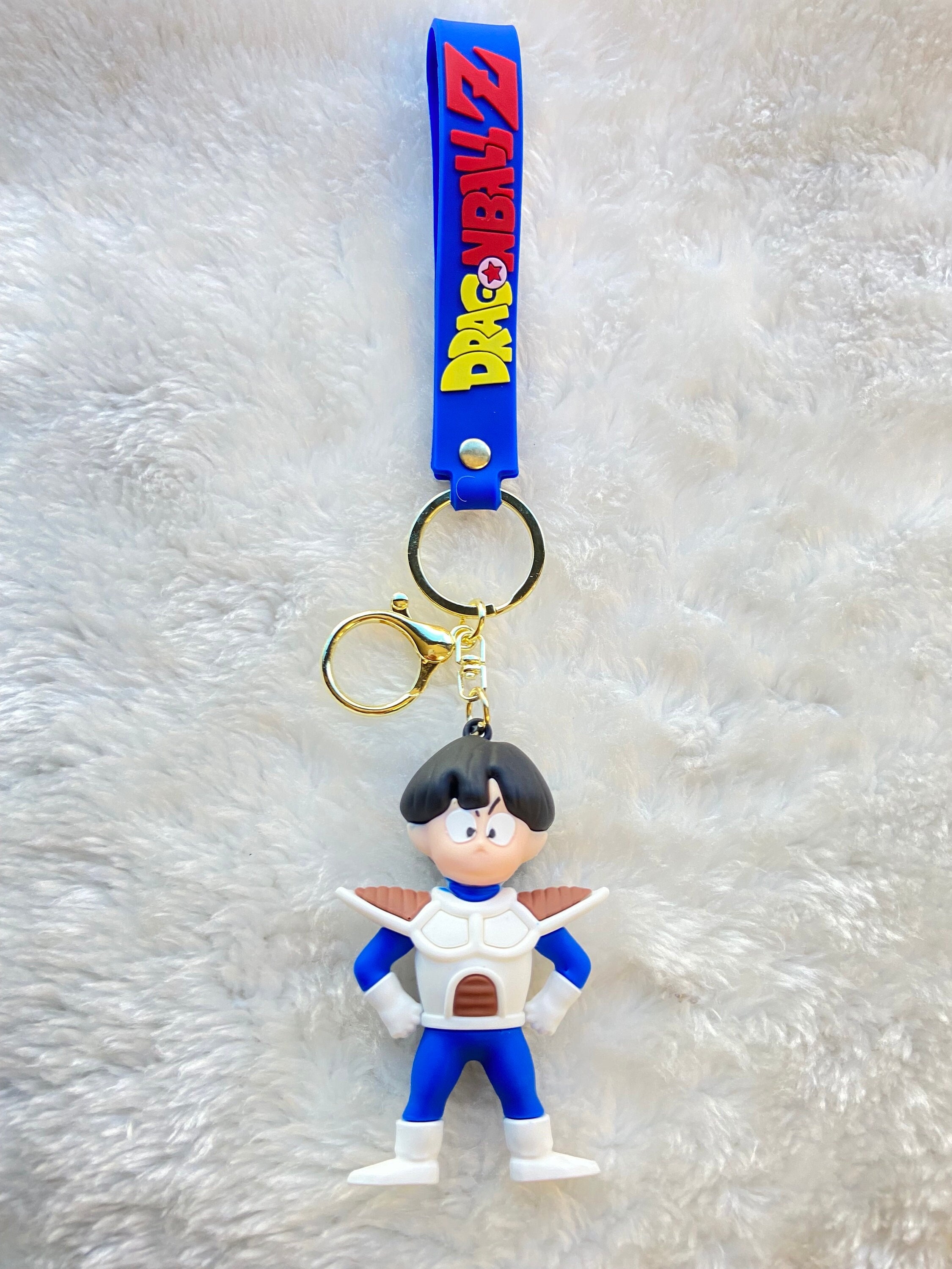 Dragonball Z Prince Vegeta IV Blue Key Chain Black Hair Ponytail Coin ...
