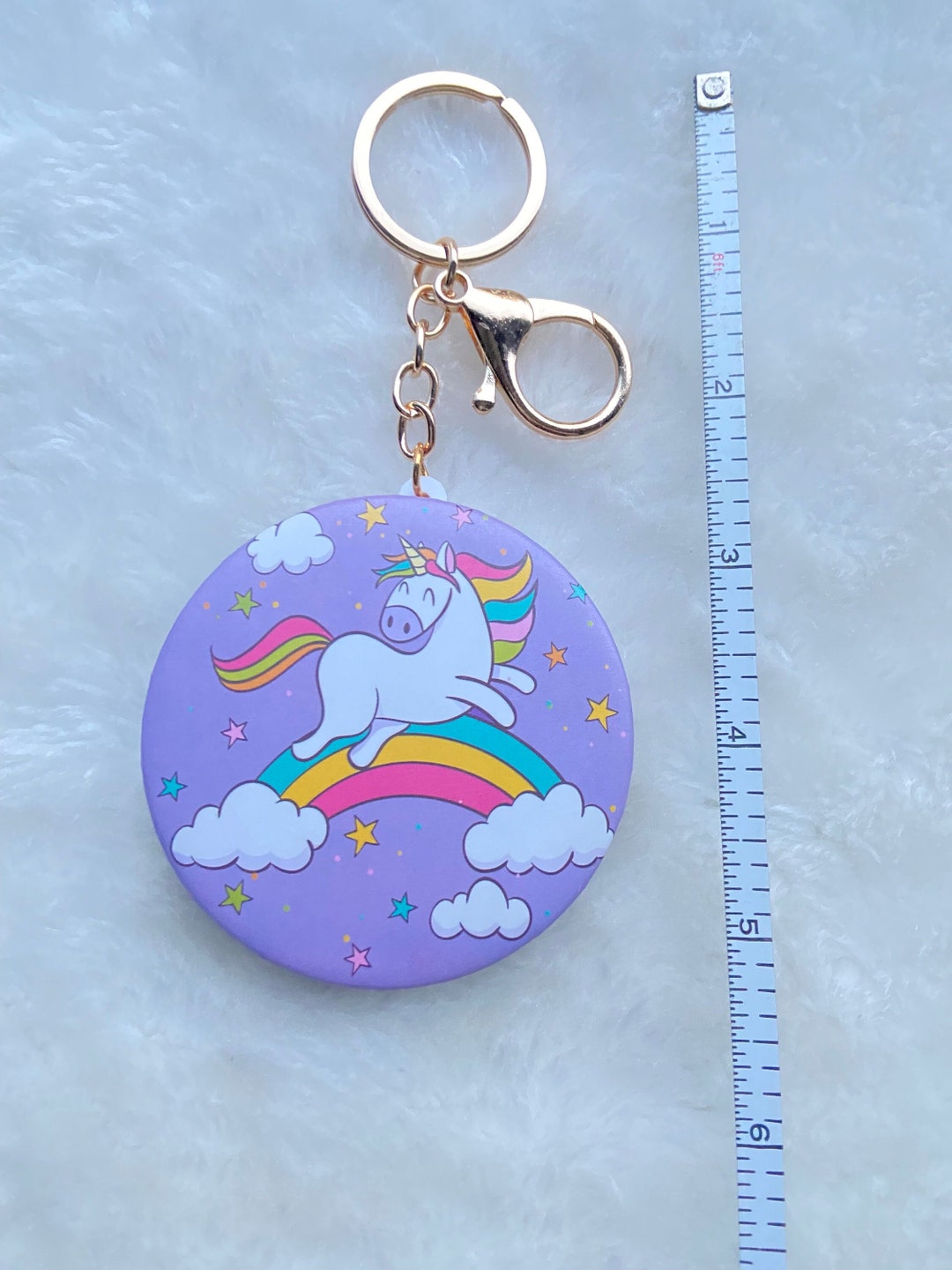 Lavender Mirror Over the Rainbow Unicorn Keychain Cute Fun Gift Charm ...