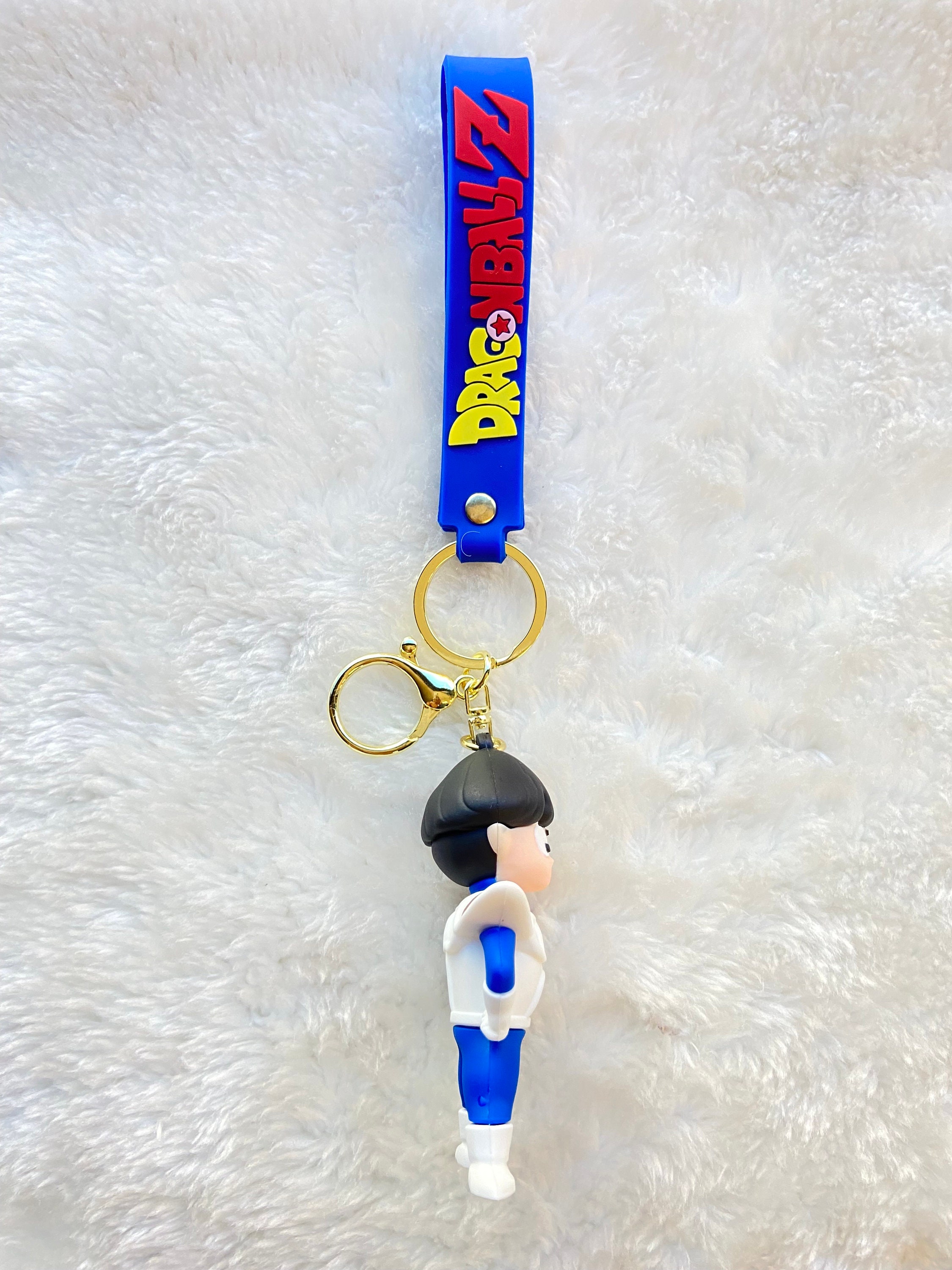 Dragonball Z Prince Vegeta IV Blue Key Chain Black Hair Ponytail Coin ...