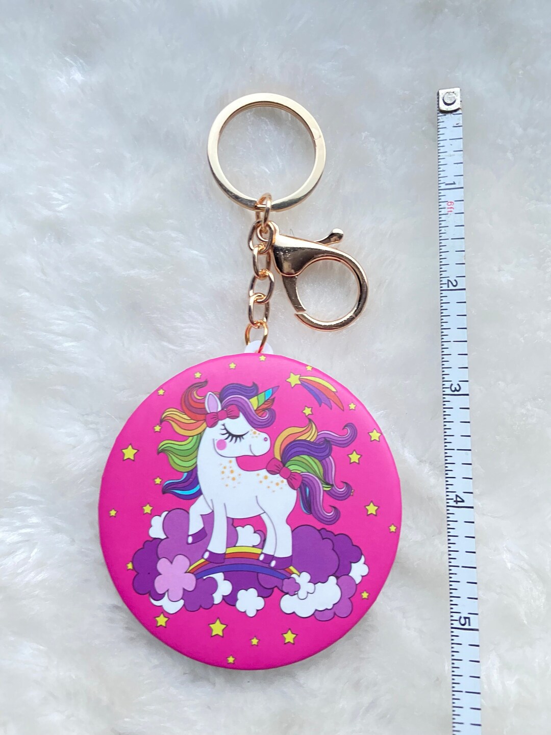 Pink Mirror Rainbow Unicorn Keychain Star Cloud Cute Fun Gift Charm Bag ...