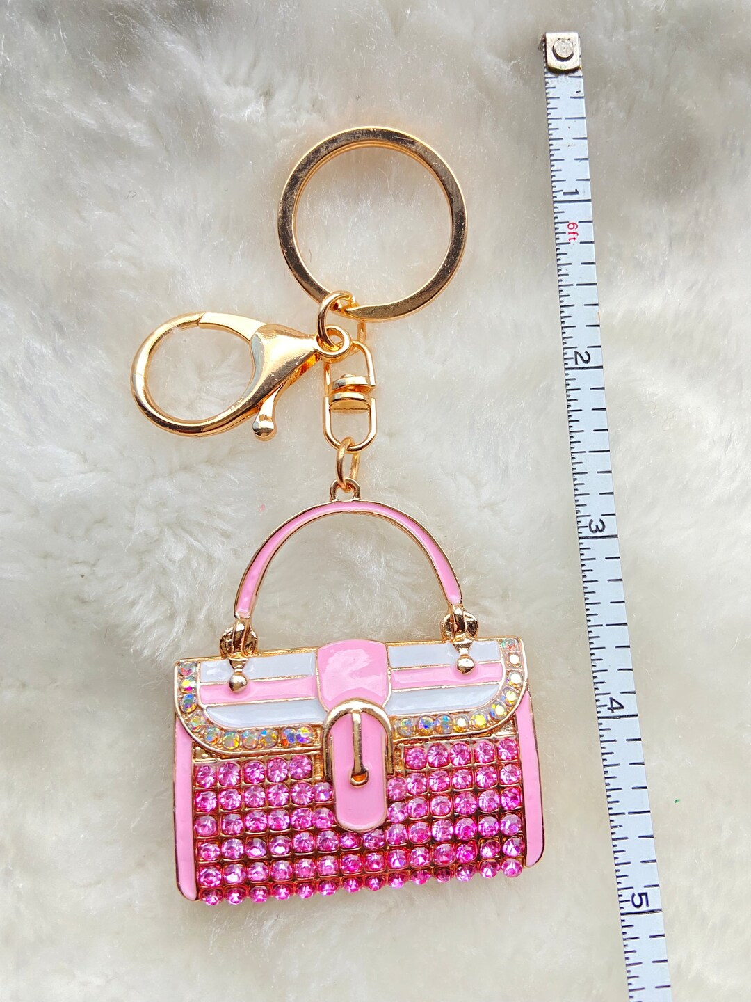 Metal Briefcase Style Purse Pink Key Chain Buckle Handle Cute Gold ...
