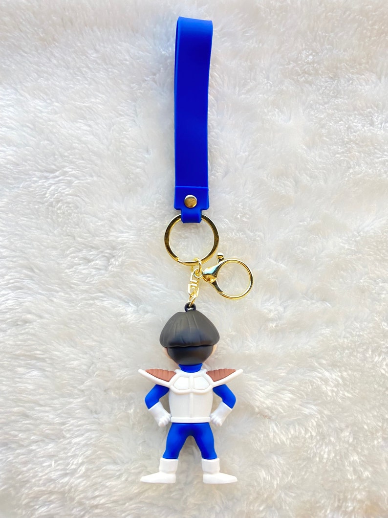 Dragonball Z Prince Vegeta IV Blue Key Chain Black Hair Ponytail Coin ...