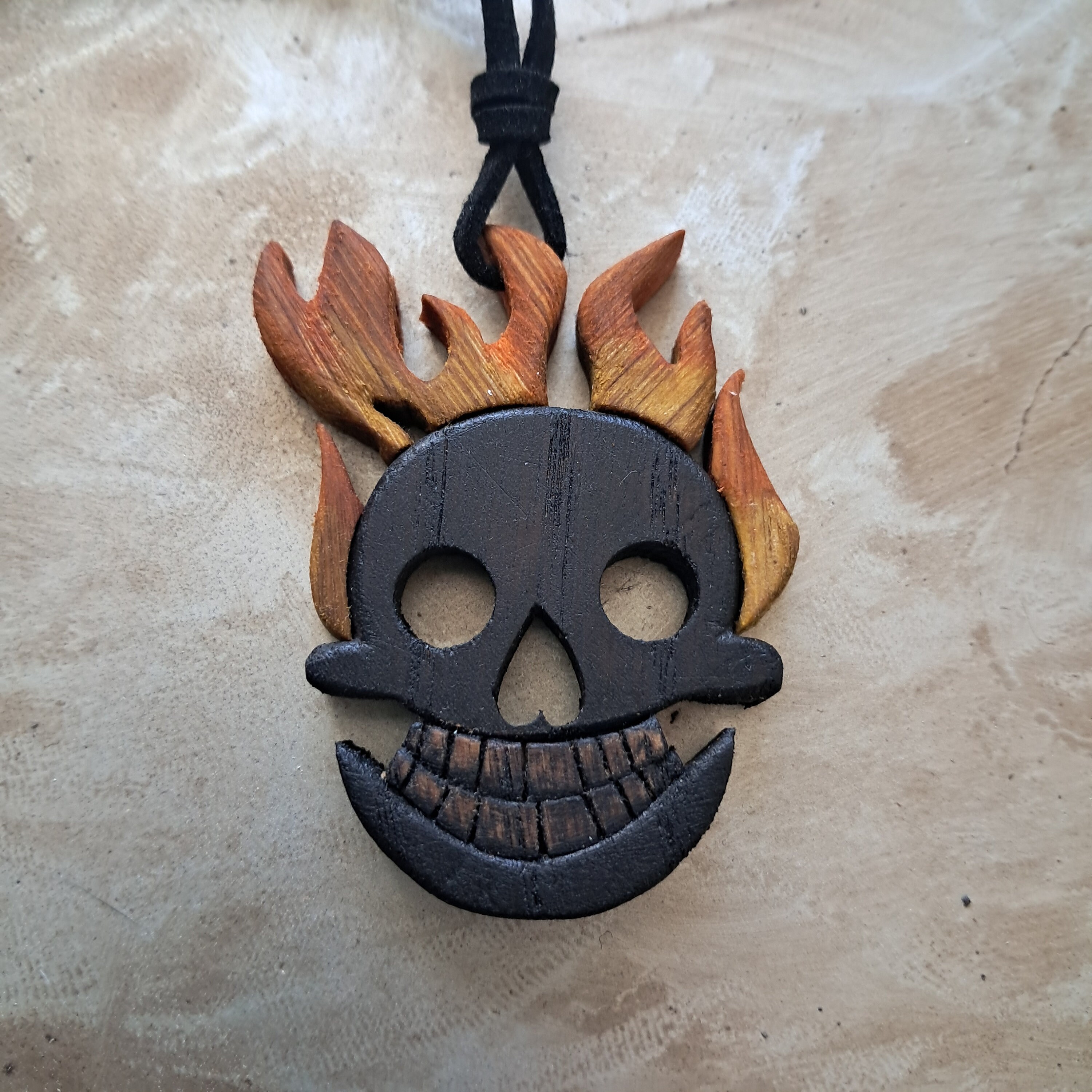 The Wooden, Handmade Ghost Rider, Skull Necklace - Etsy