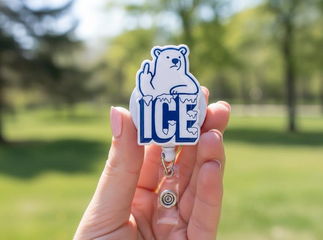 Snarky Polar Bear Badge Reel, Winter Meme ID Holder, Retractable Badge ...