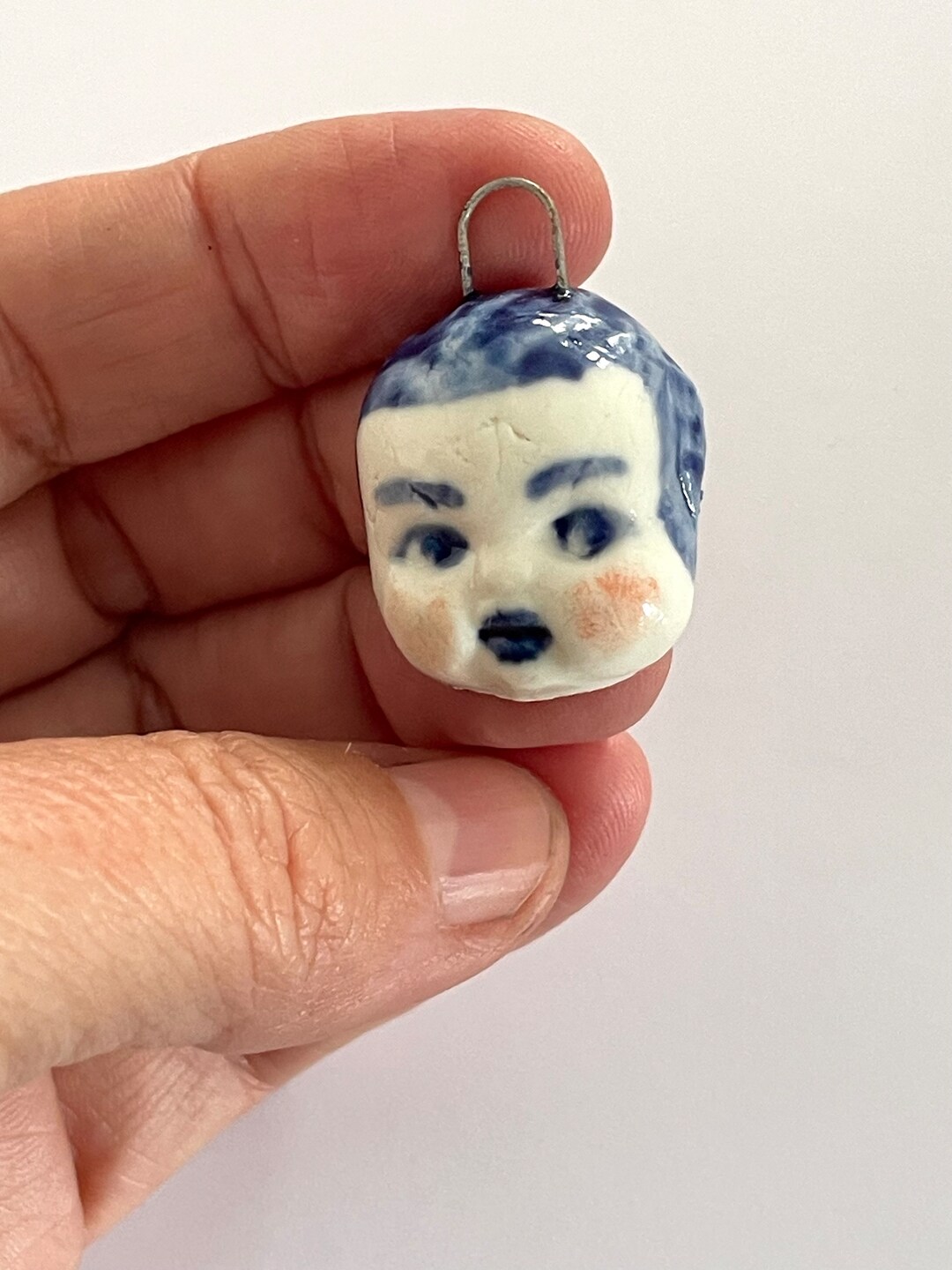 Unique Blue Boy Limoges Porcelain Charm Pendant Charm Delft Blue ...