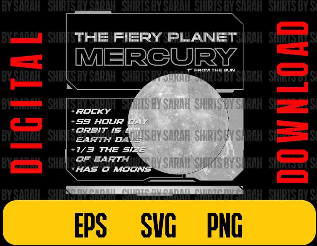Mercury Facts Digital Download SVG PNG Space Eps Planet Solar System ...