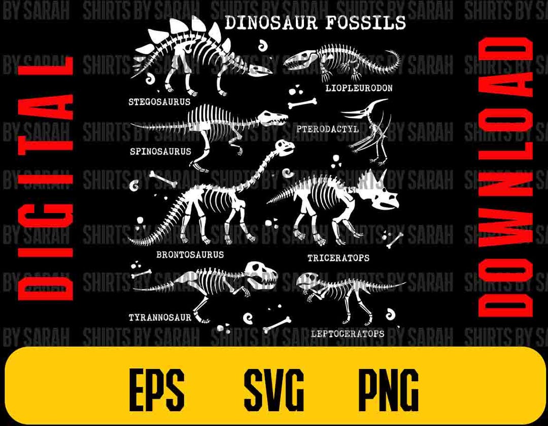 Dinosaur Fossil Clipart: Dino Bones SVG PNG EPS (digital Download) - Etsy