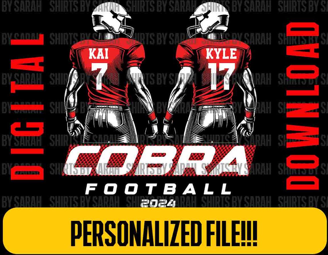 Custom Football Logo SVG 2 Players PNG Two Sons Boys Digital Download ...