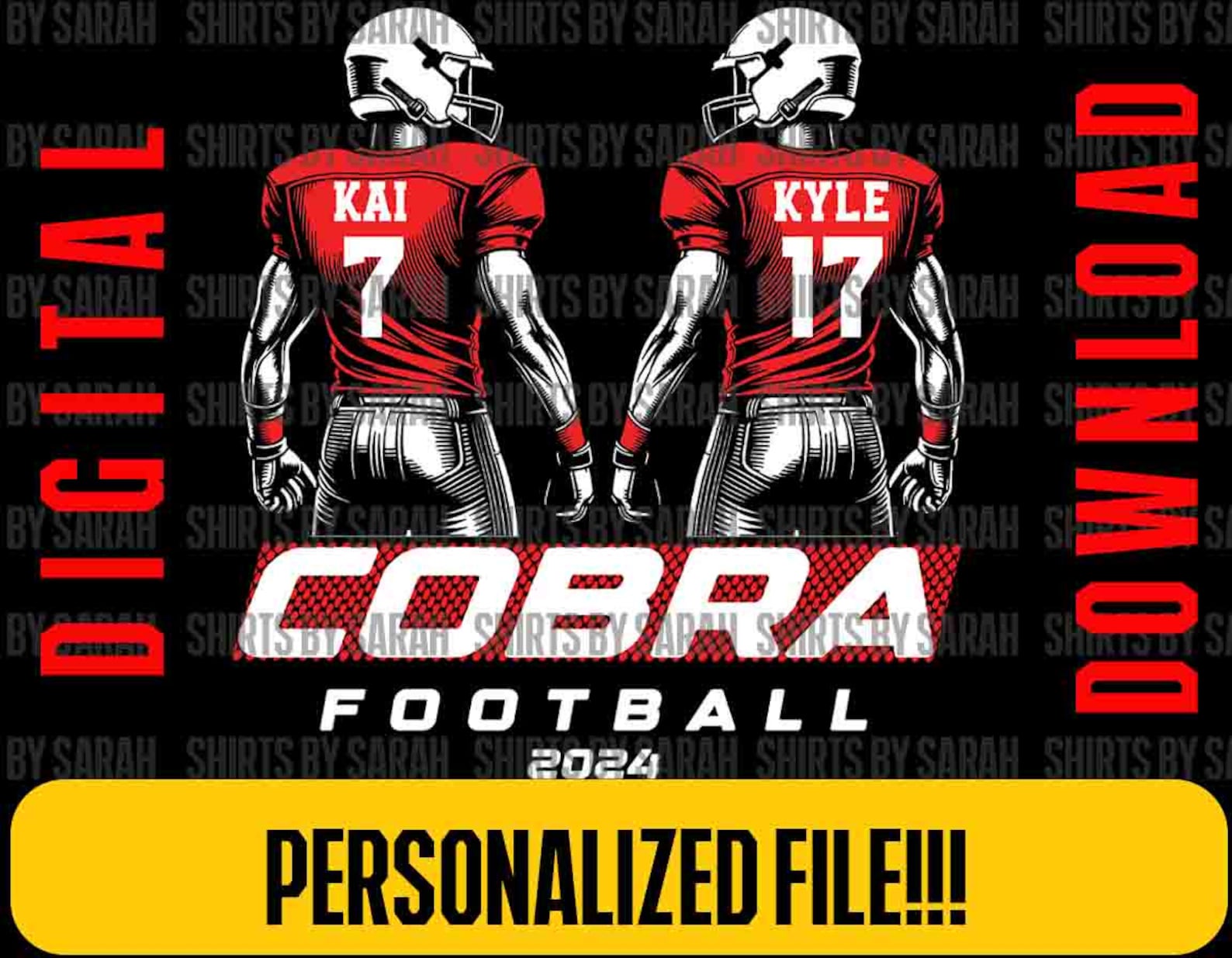 Custom Football Logo SVG 2 Players PNG Two Sons Boys Digital Download ...