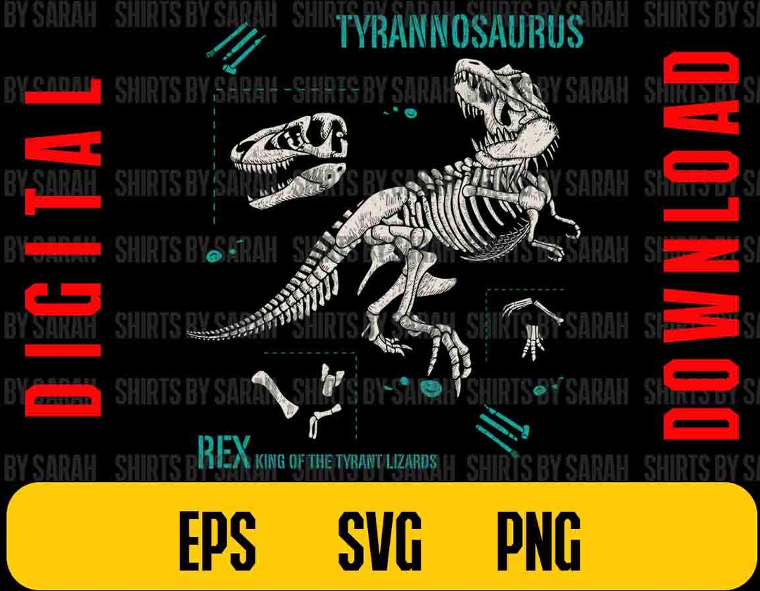 Tyrannosaurus Rex Fossil SVG: Dinosaur Skeleton Clipart (digital ...