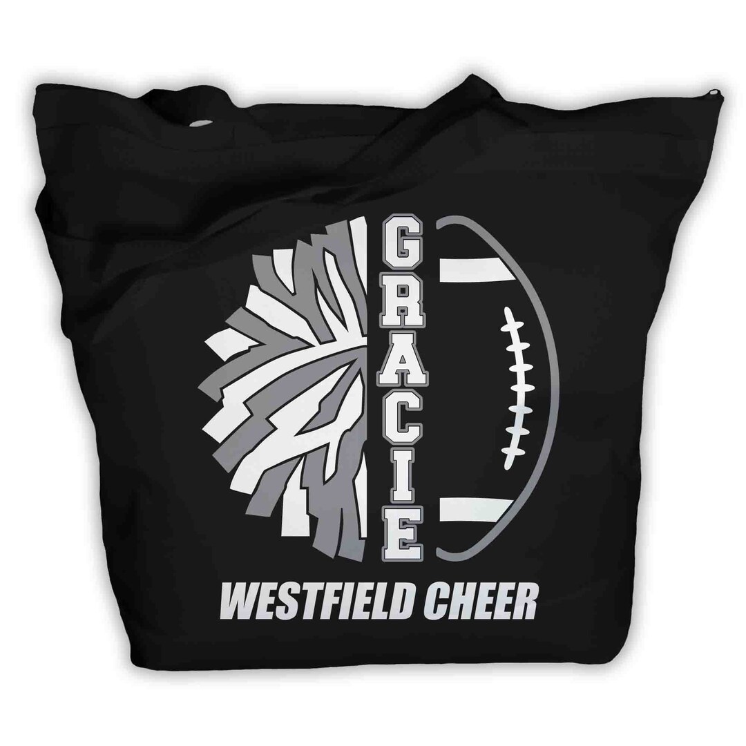 Personalized Cheer Tote Bag Custom Football Pom Pom Logo Cheerleader ...