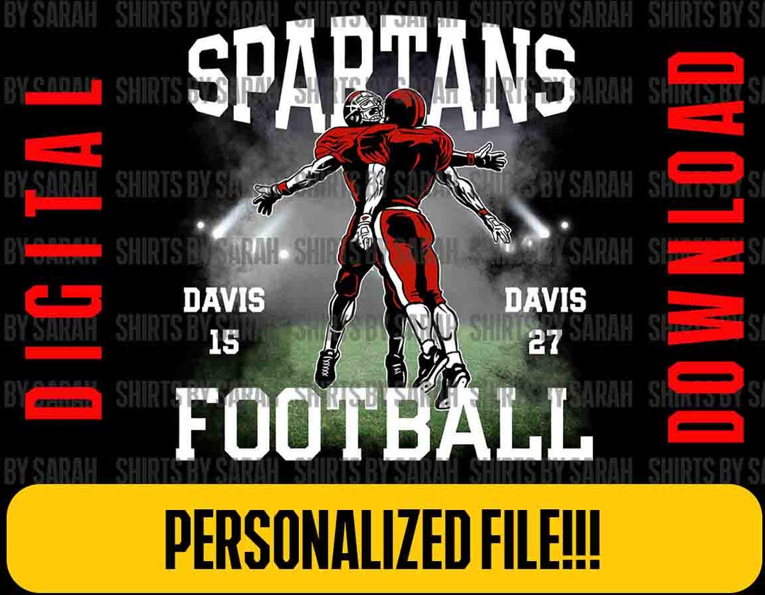 Custom Football Logo SVG 2 Players PNG Two Sons Boys Digital Download ...