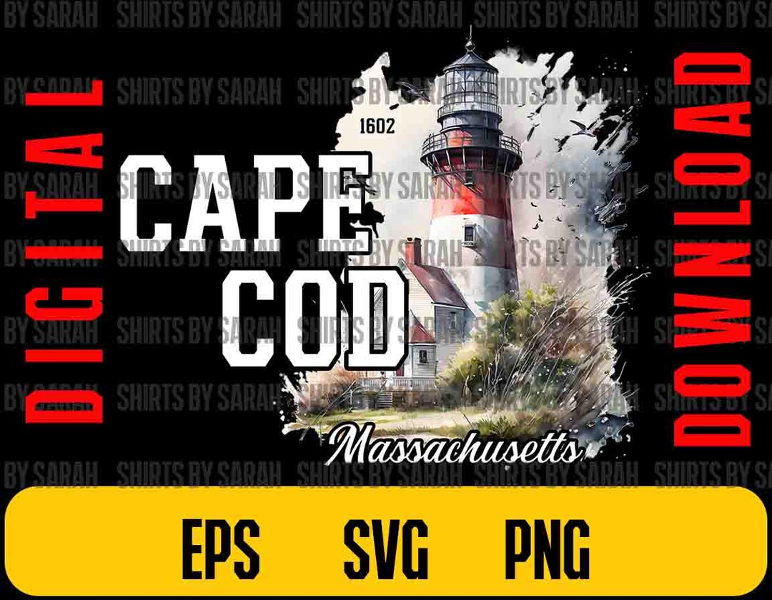 Cape Cod SVG Massachusetts Watercolor PNG Mass Digital Download Logo ...