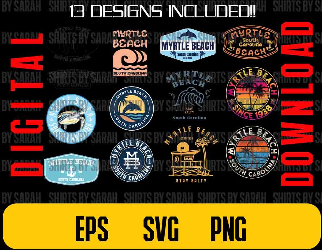 Myrtle Beach SVG Bundle South Carolina PNG Digital Download Beach Merch ...