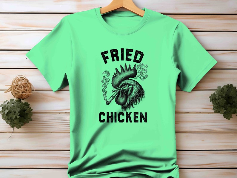Funny Fried Chicken Tshirt Cannabis Weed Smoker Smoking Rooster Humor ...