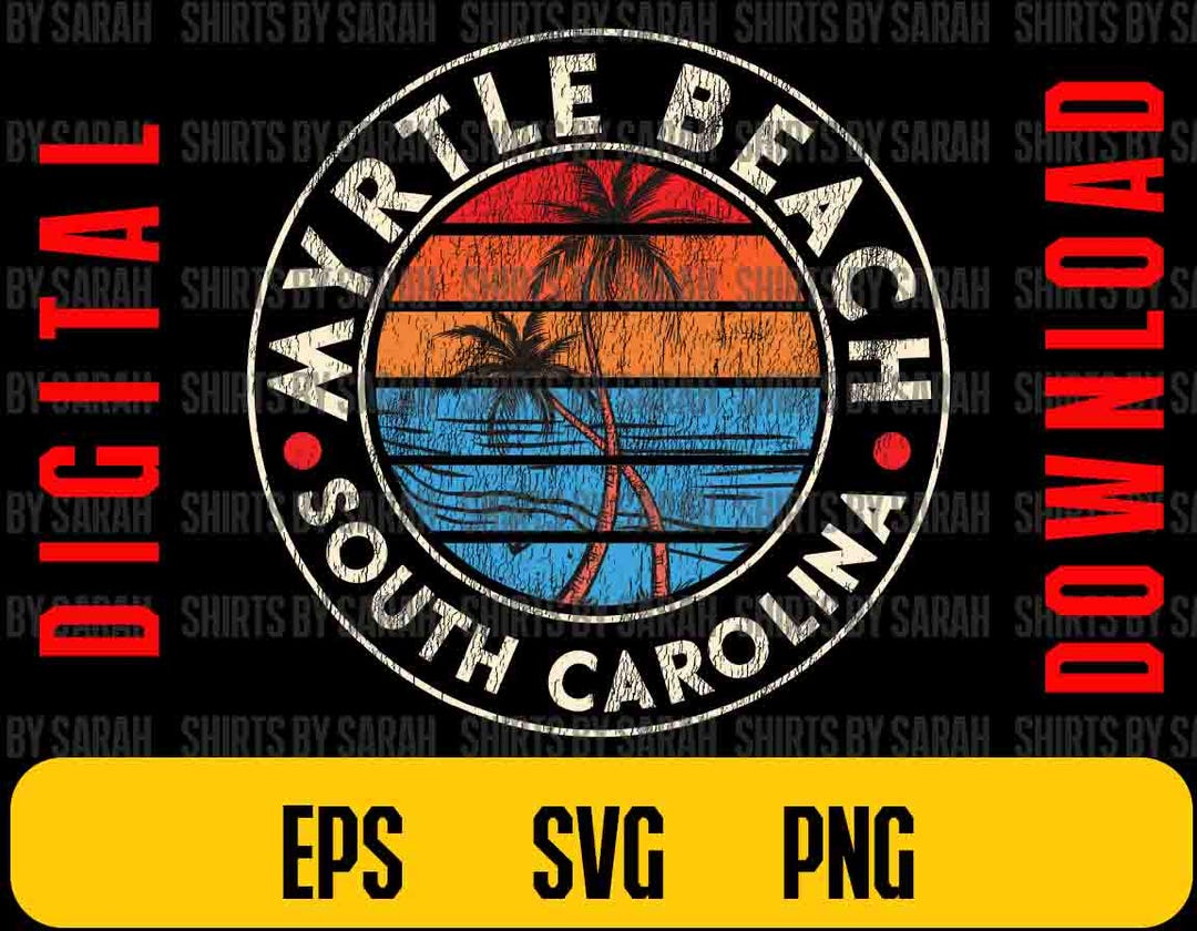 Myrtle Beach SVG South Carolina PNG Digital Download Palm Tree Badge ...